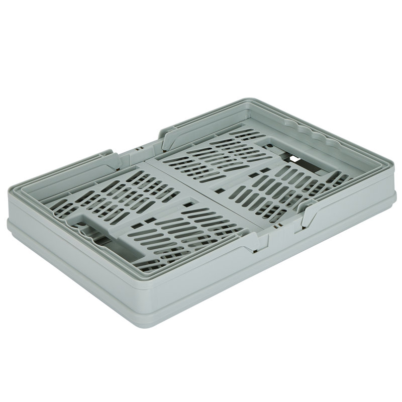 Simplify Collapsible Storage Crate with Carrying Handles in Grey | Wayfair